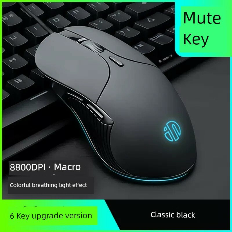 Проводная мышь Inphic PB1 USB для игр, интернет-кафе, дома, ноутбука, настольного компьютера, офиса, с макросами,