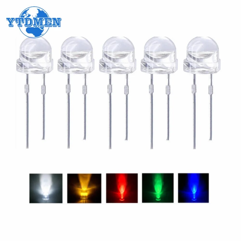 Светодиодные лампы «соломенная шляпа», 5 мм, 100 шт.