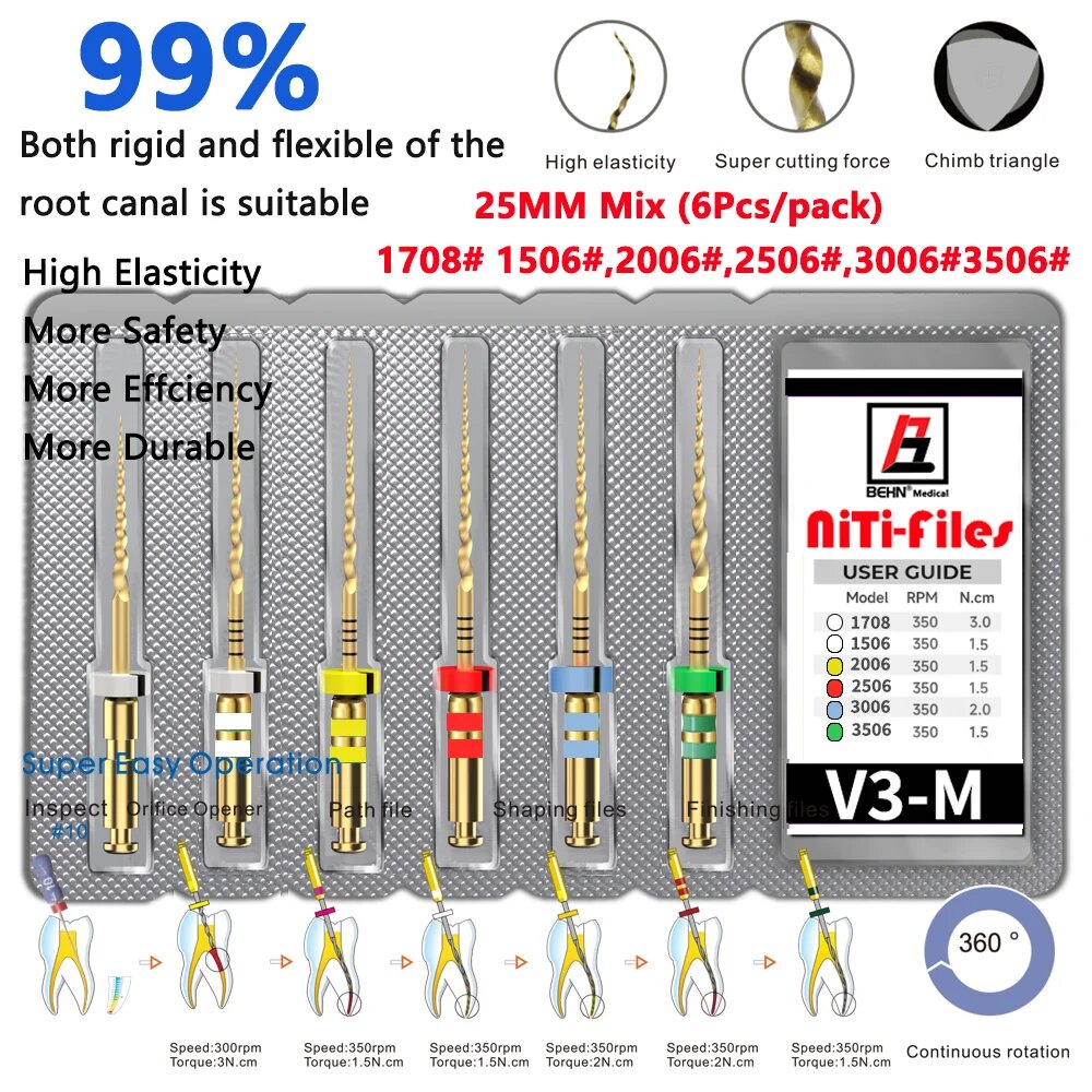 Стоматологические файлы RAISYOU V3-M 21MM, Mix