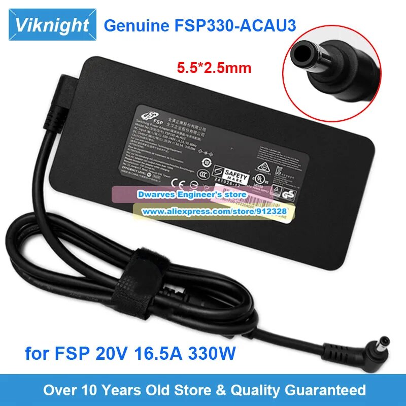 Адаптер питания viknight FSP330-ACAU3 20В 16.5А 330Вт для ноутбука Dragon 16K Black adapter only