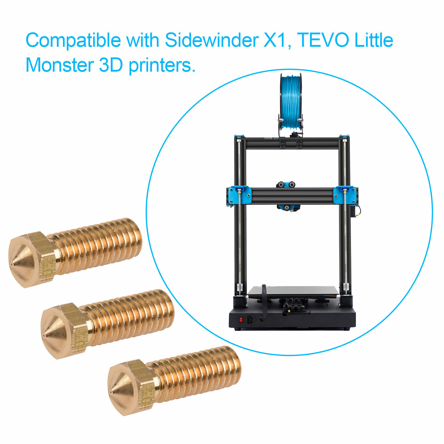 3 шт. Сопло Вулкан для 3Dпринтера, латунь, M6, 1.75MM филамент, 0.5MM выход