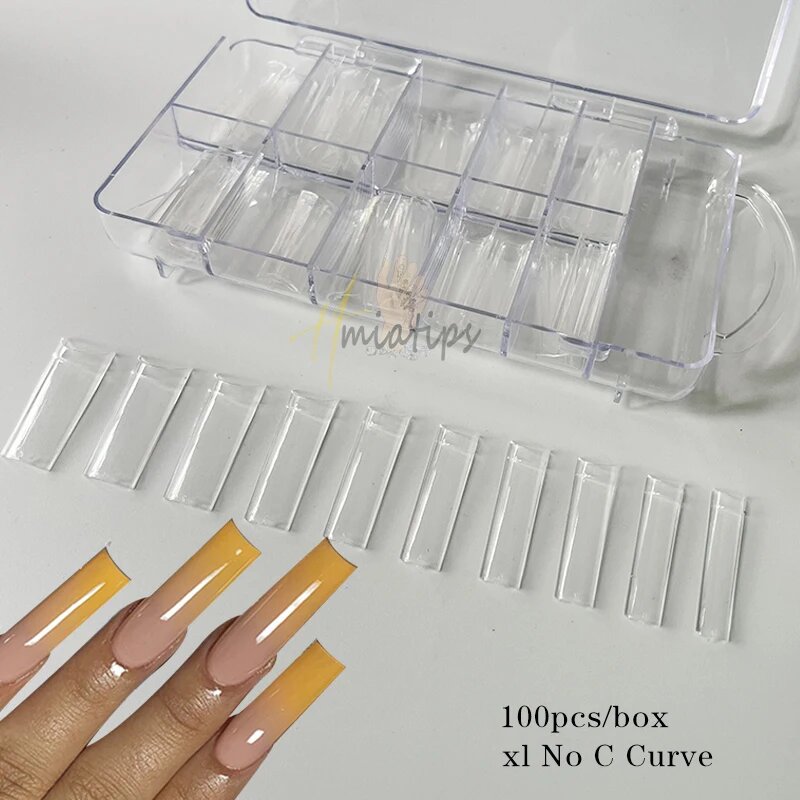 Прозрачные квадратные накладные ногти Gel X, Xl No C, 100 шт.