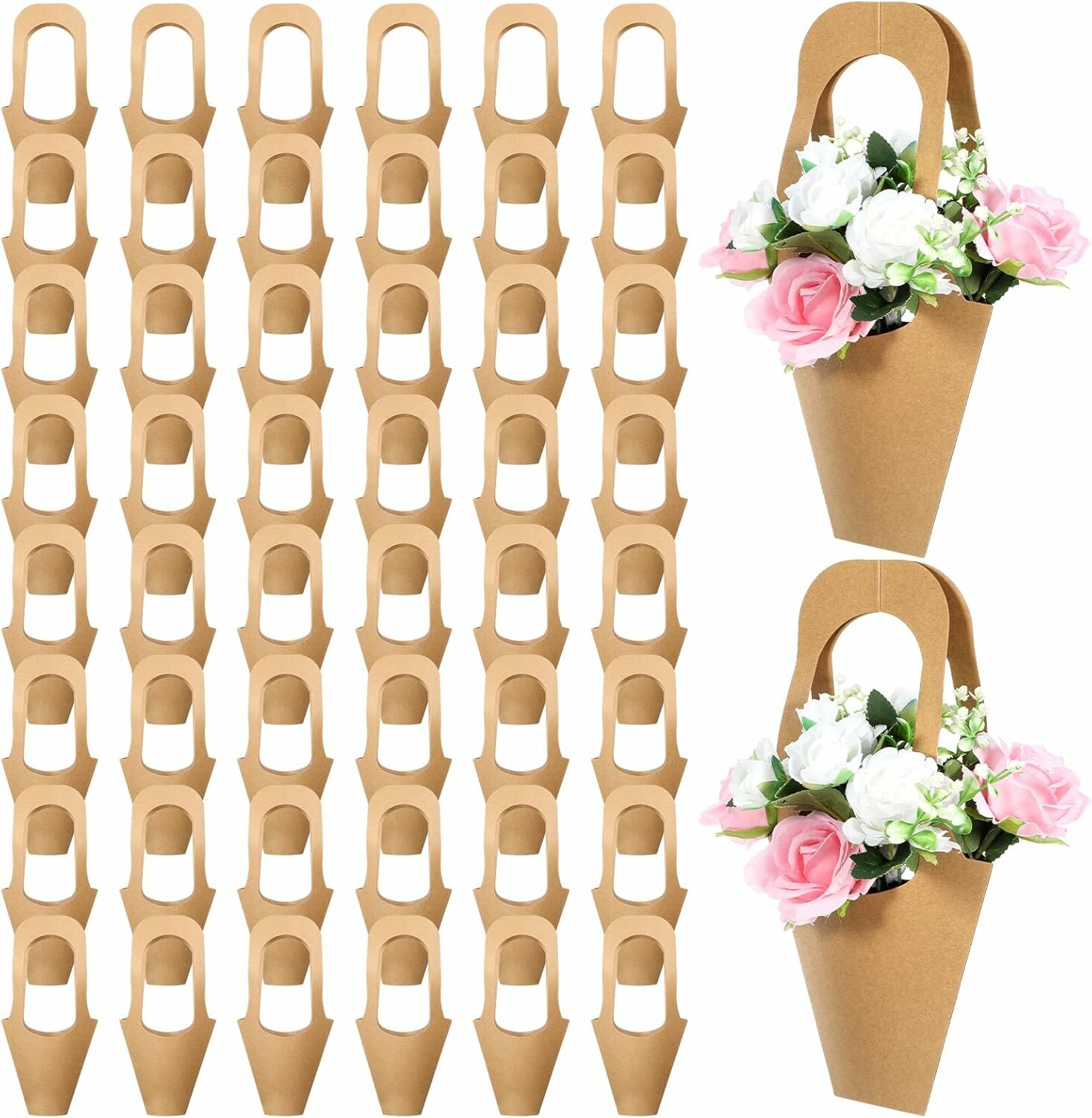 50 пакетов крафт-бумаги цветы подарочные пакеты