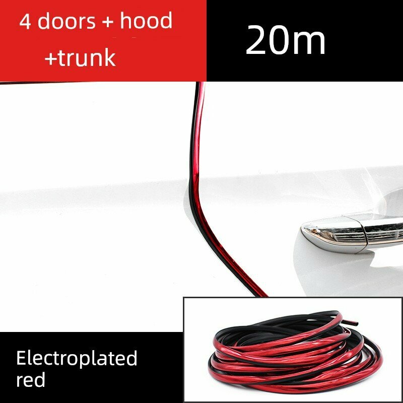 Электропокрытие красного цвета протектор дверной кромки для всего автомобиля, 20 м, антиударный и антицарапинный