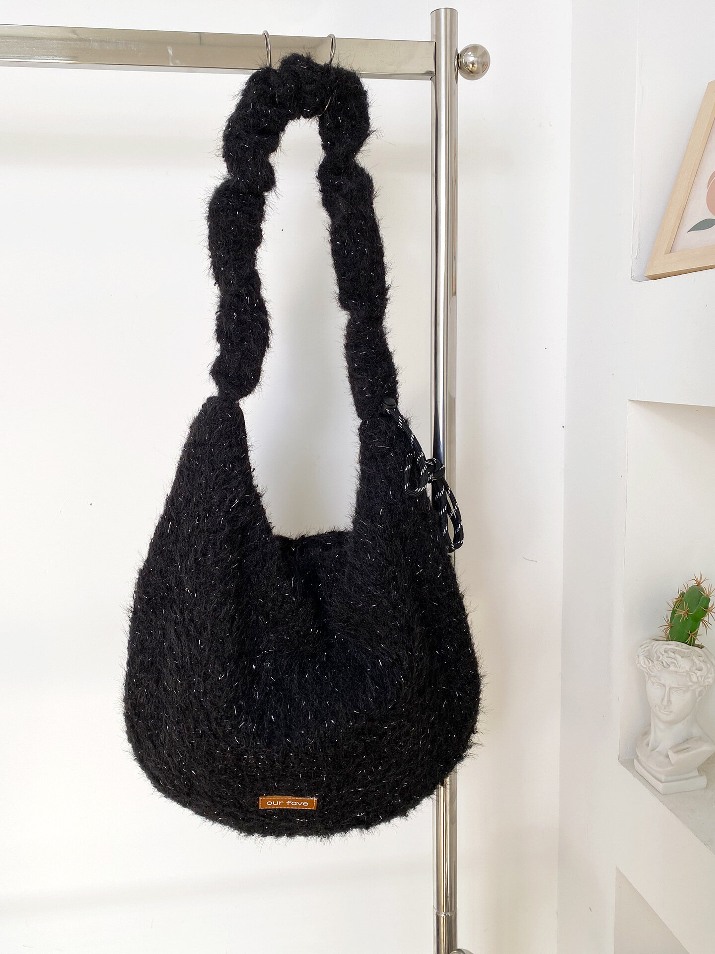 Осень Зима Новый Корейский Стиль Плюшевая Сумка Через Плечо Простая Нишевая Сумка для Повседневного Использования Сверкающая Красная Сумка Через Плечо Рождество Новый Год