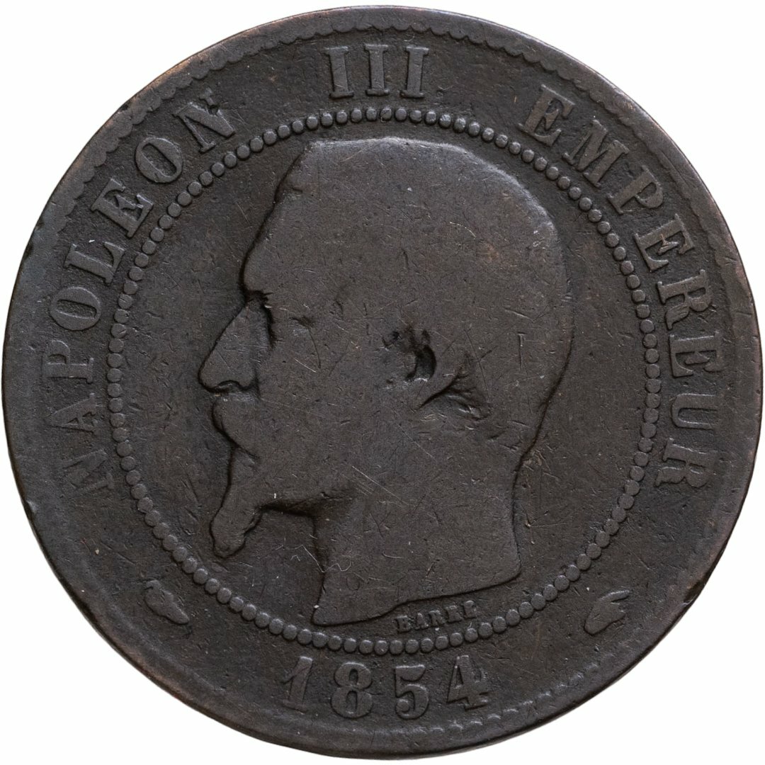 Франция 10 сантимов (centimes) 1854 A знак монетного двора: "A" - Париж