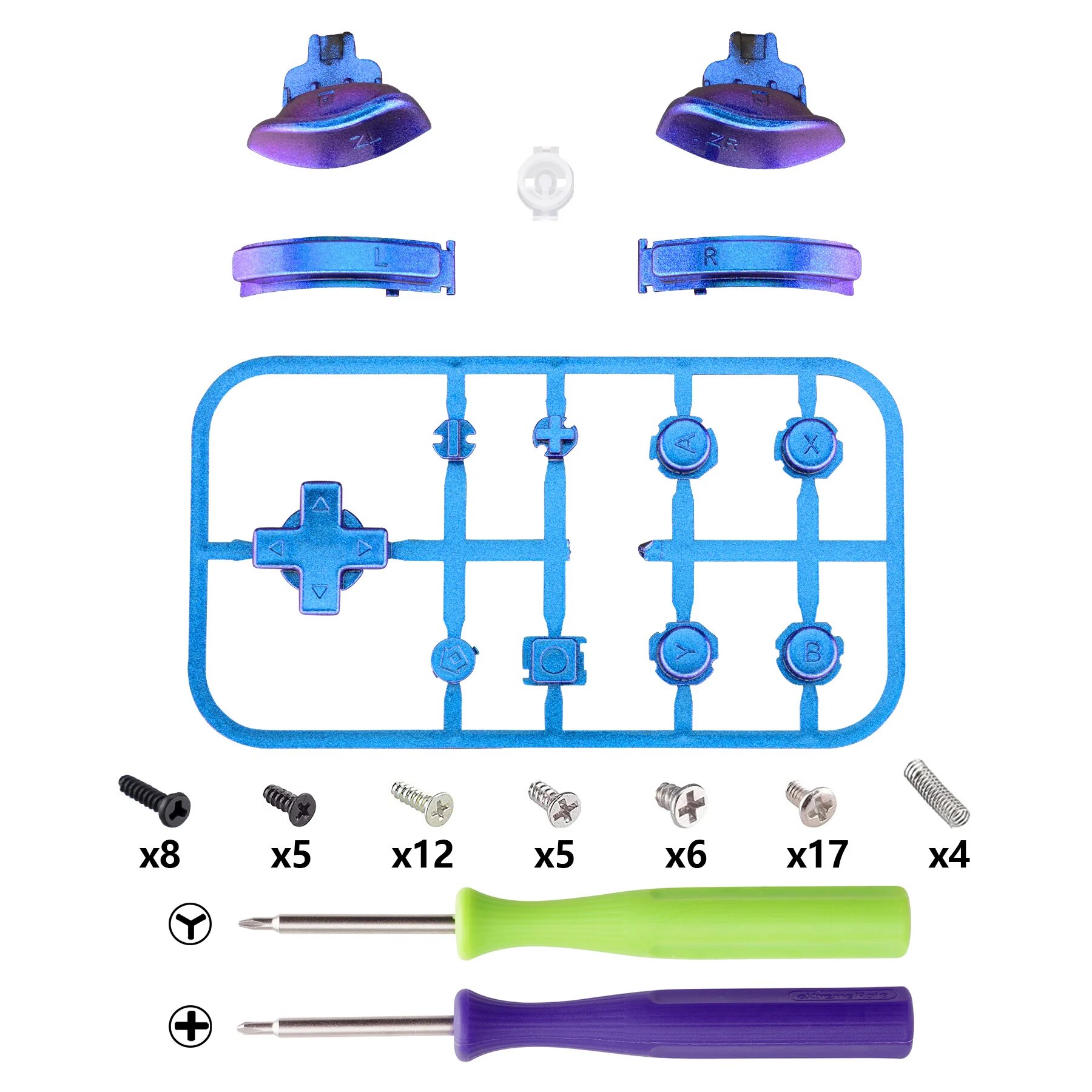 EXtremeRate Кнопки для Nintendo Switch Lite Хамелеон Фиолетовый Синий Chameleon PurpleBlue