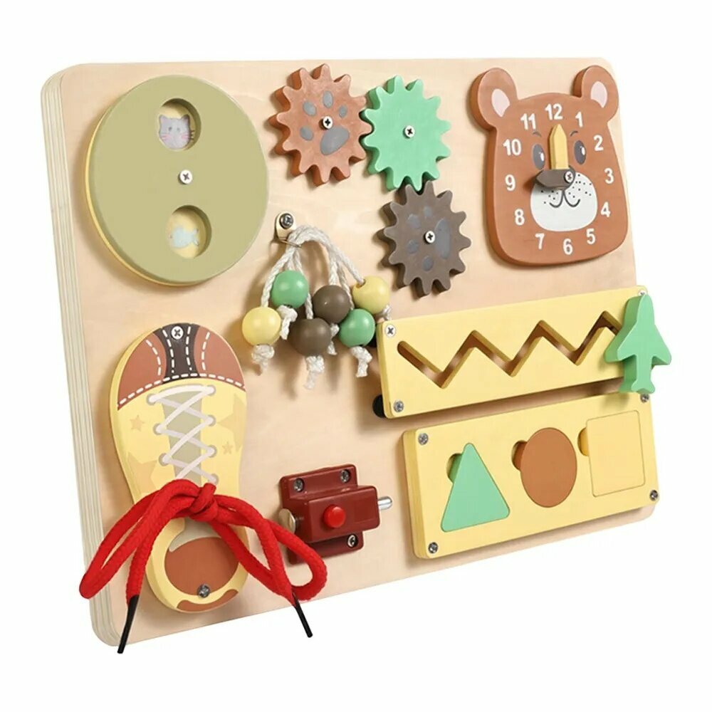 Интерактивная развивающая деревянная доска Busy Board, для развития моторики, сенсорных навыков