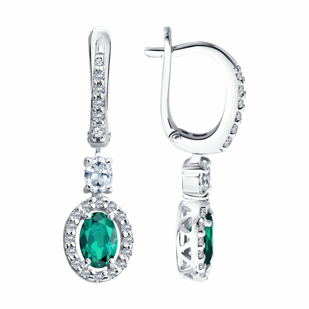 Серьги, серебро, 925 проба, родирование