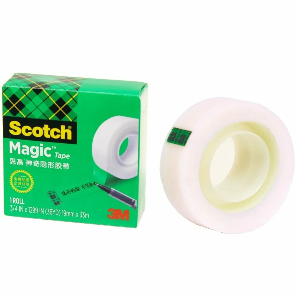 Scotch Клейкая лента канцелярская 19 мм x 33 м, 1 шт.