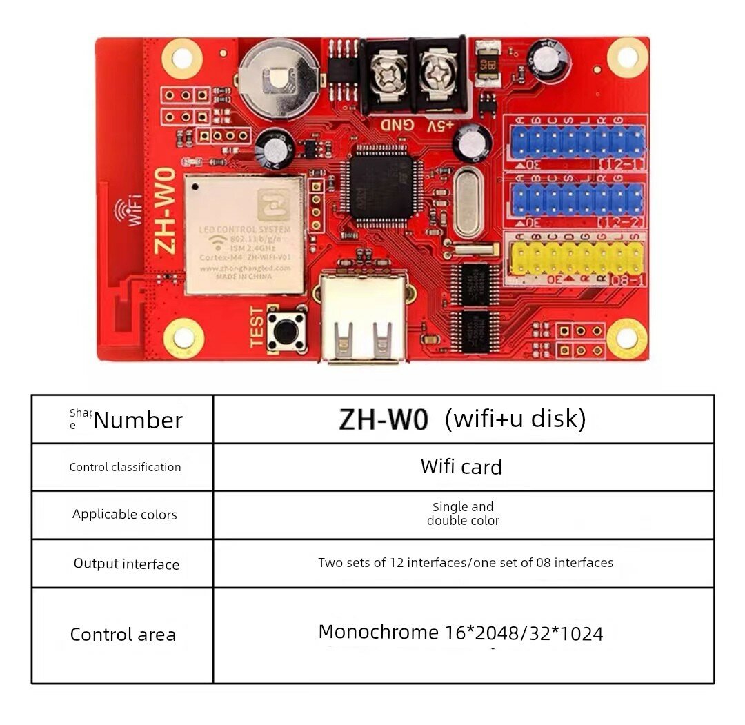 Контроллер AVIC ZH-WC WF для беспроводной системы управления LED-дисплеями с Wi-Fi и мобильным телефоном, материнская