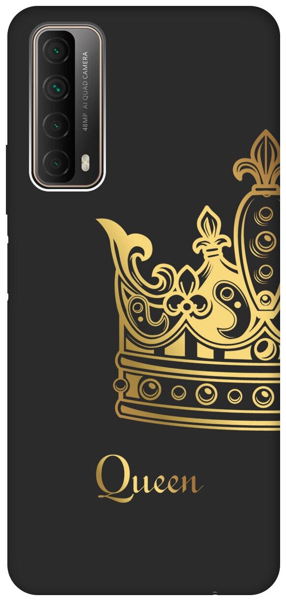 Матовый чехол True Queen для Huawei P Smart (2021) / Хуавей П Смарт (2021) с 3D эффектом черный