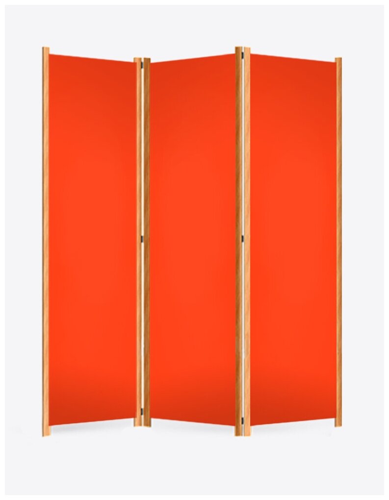 Ширма перегородка складная ЭКОномочка цвет оранжевая - 3 створки размеры 175х150 см