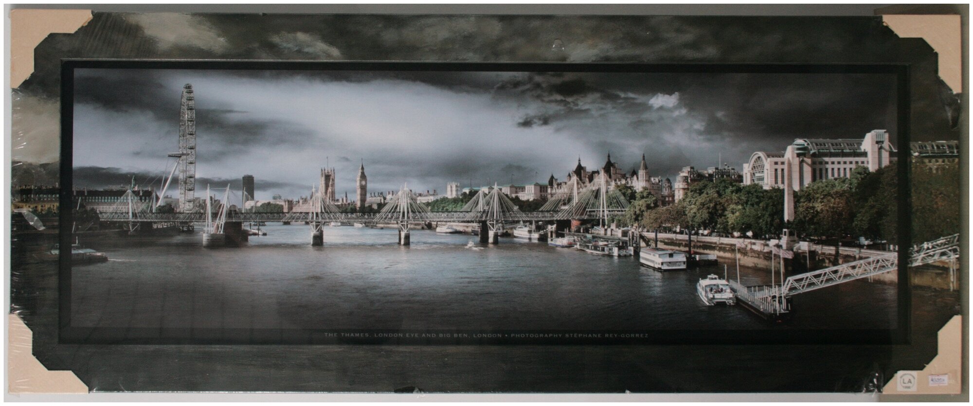 Фотокартина "The Thames, London Eye and Big Ben, London" (Темза, Глаз Лондона и Биг Бен, Лондон) - постер с подрисовкой на раме