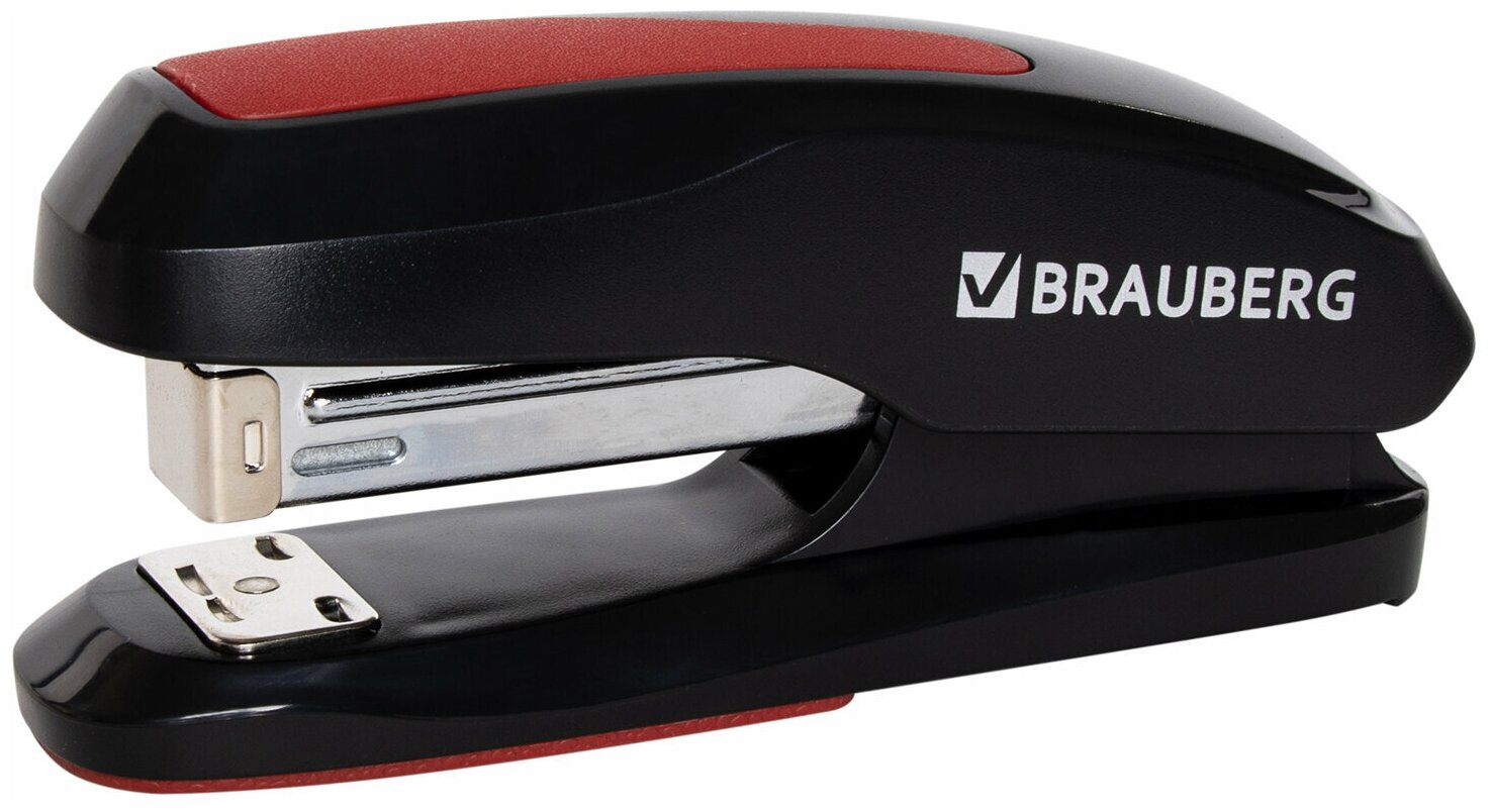Степлер №24/6, 26/6 BRAUBERG "Extra", до 30 листов, черно-красный, 229085