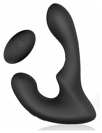 Черный силиконовый вибромассажер простаты с пультом ДУ, Bior toys, силикон, черный