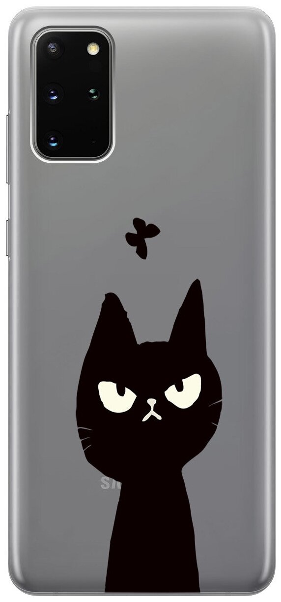 Силиконовый чехол на Samsung Galaxy S20+, Самсунг С20 Плюс с 3D принтом "Disgruntled Cat" прозрачный