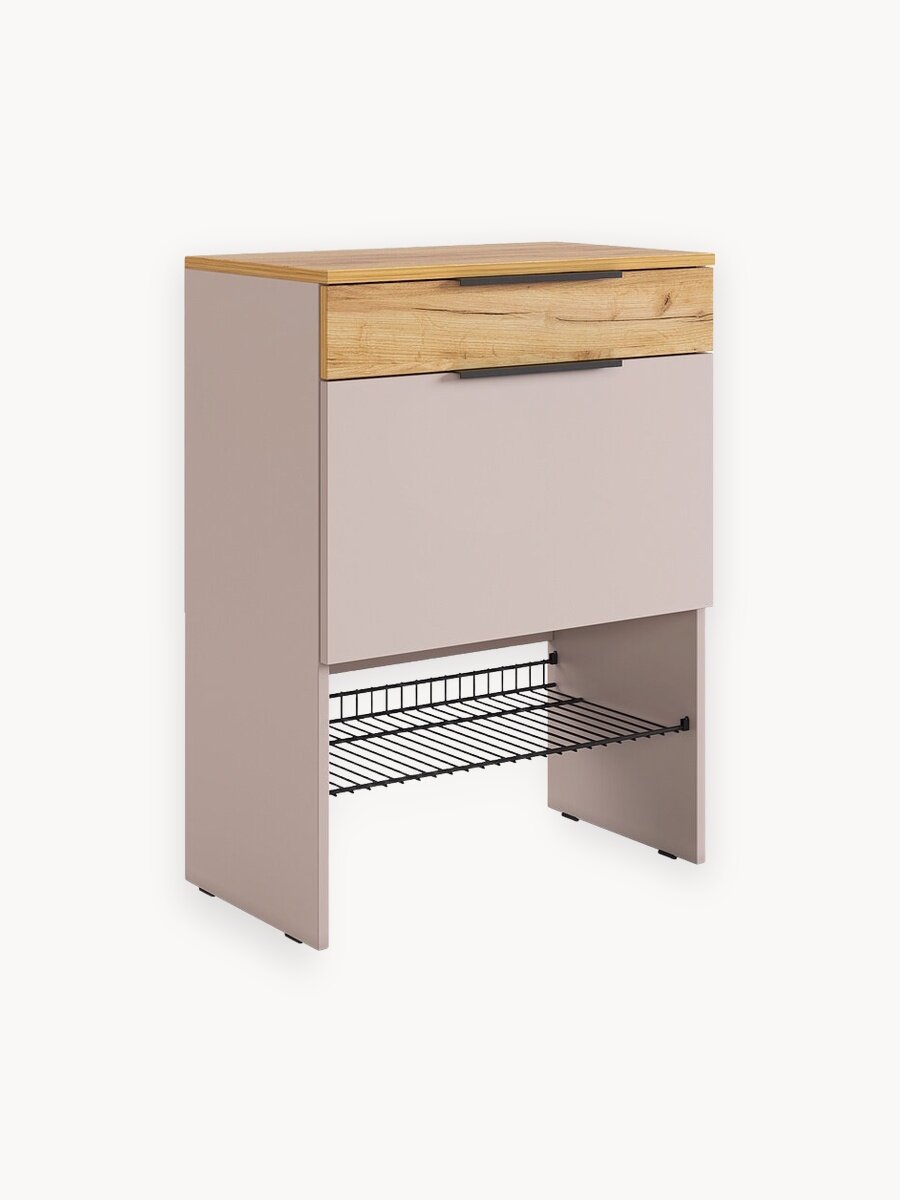 Узкая обувница в прихожую "Баско", с ящиком, цвет Кашемир/дуб крафт золотой, 60*35*80 см, Mebelson