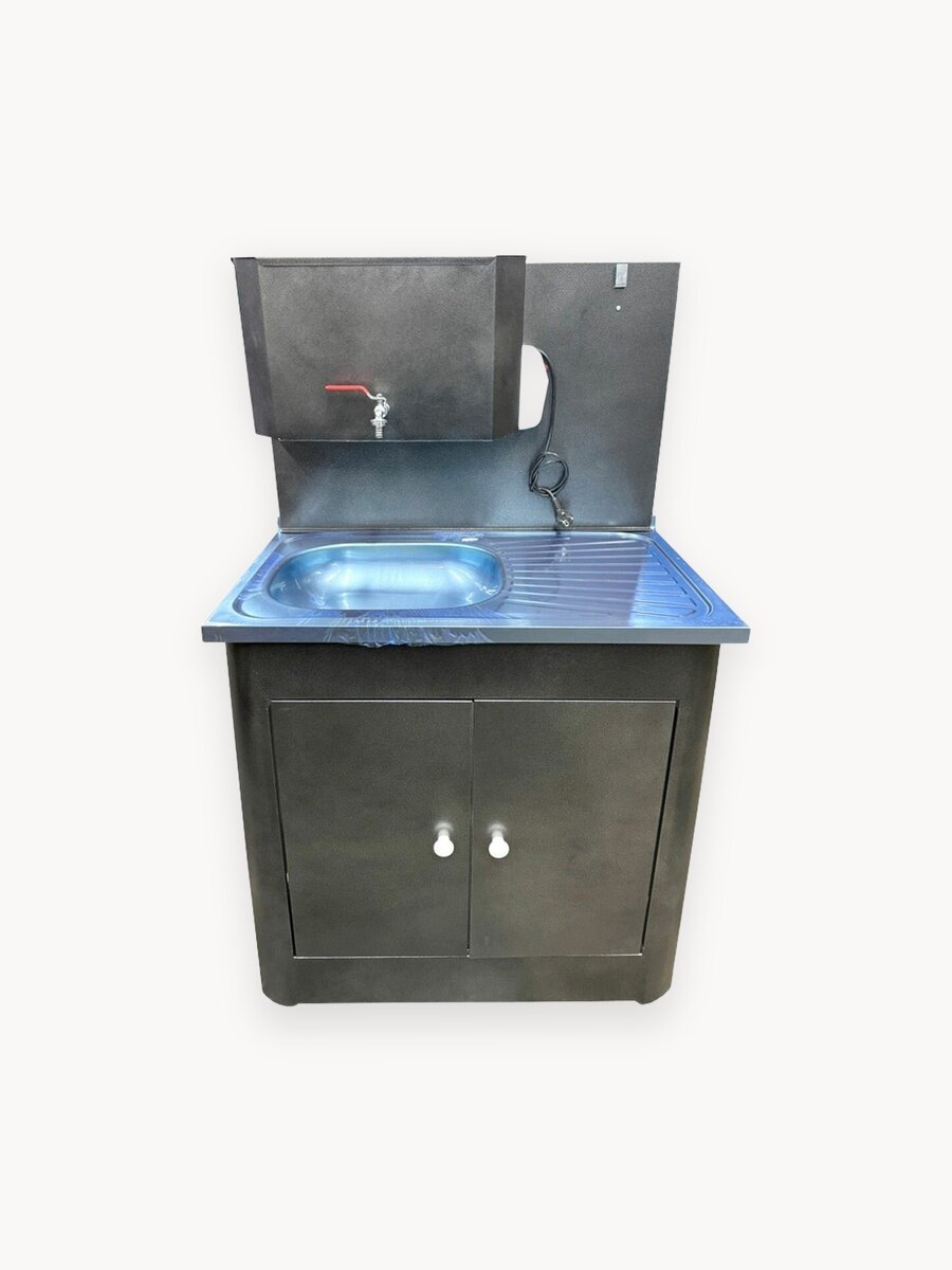 Рукомойник "Дуэт 2-х дверный" металл. 500х800, цвет античное серебро, с ЭВН