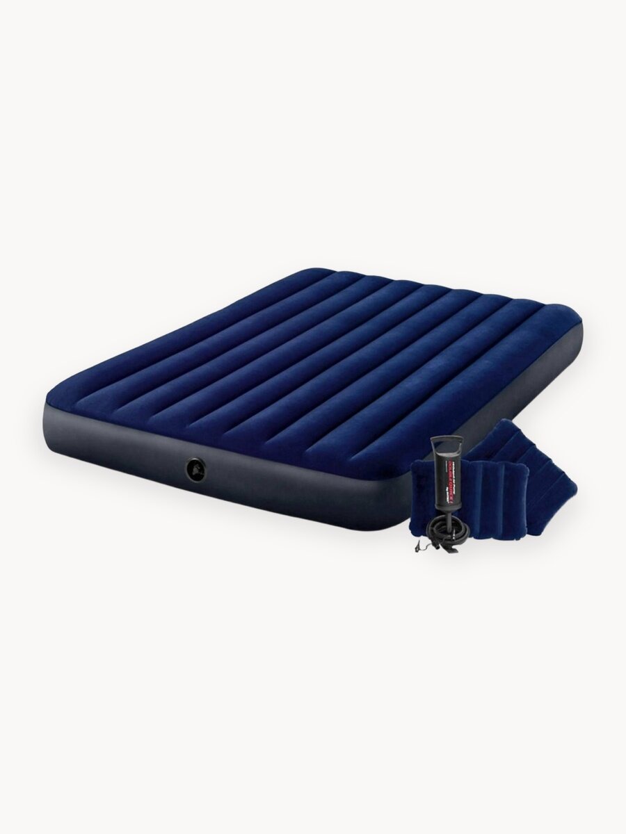 Intex матрас надувной 64765, 203x152x25, насос и подушки в комплекте