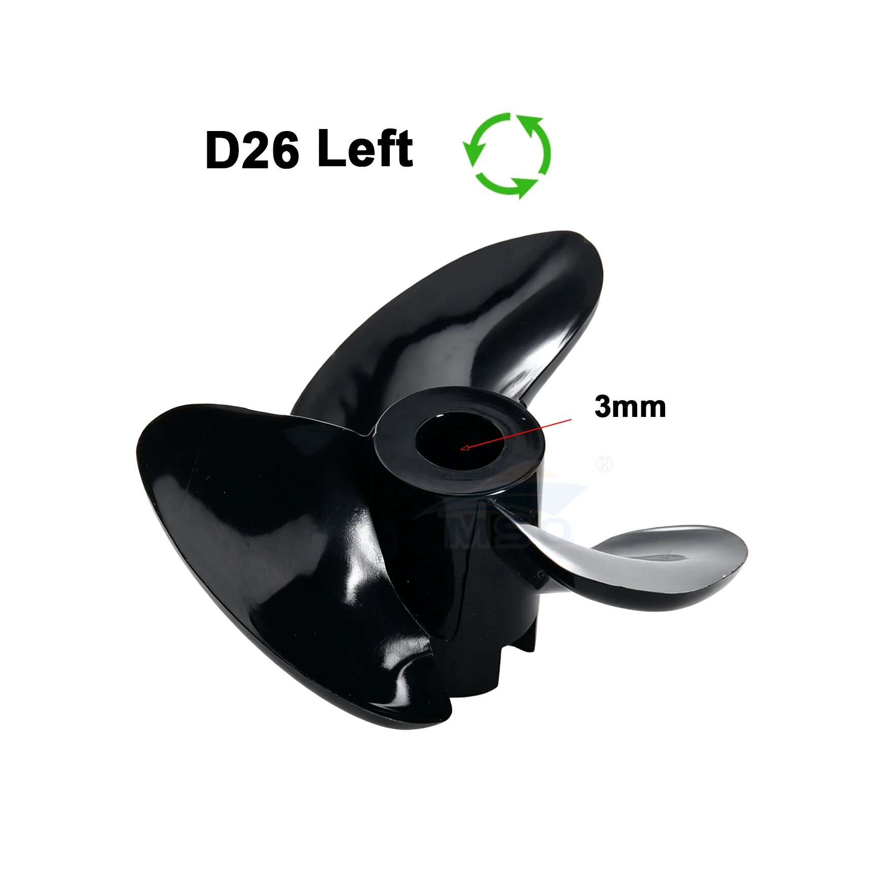 Пропеллер для лодки D26 Left, 3mm, 3 лопасти