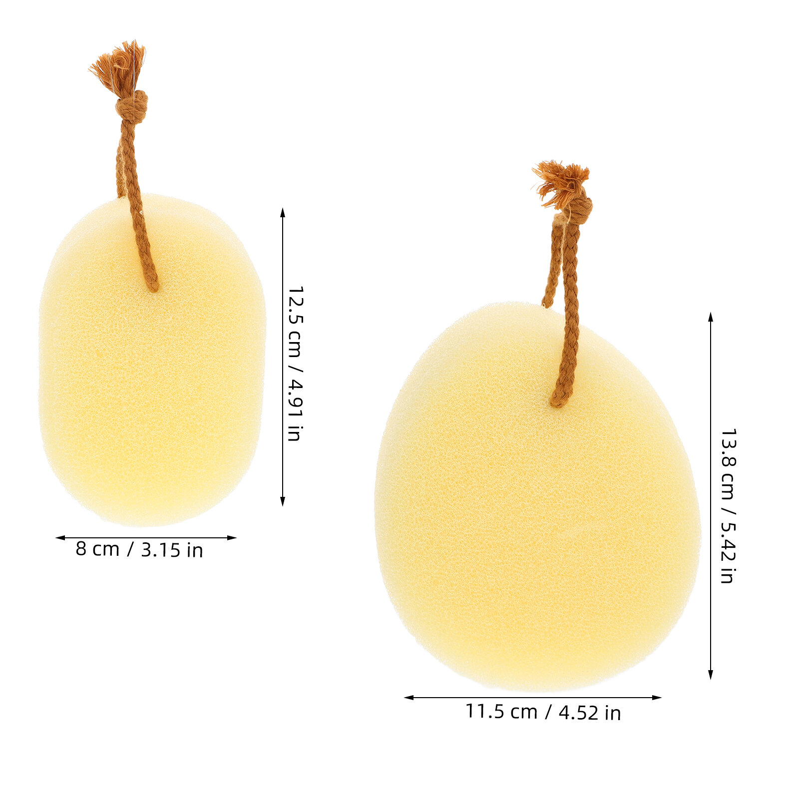 2Pcs Желтый Спонж Для Душа И Отшелушивания Кожи Размер 12.50X8.00X5.00Cm