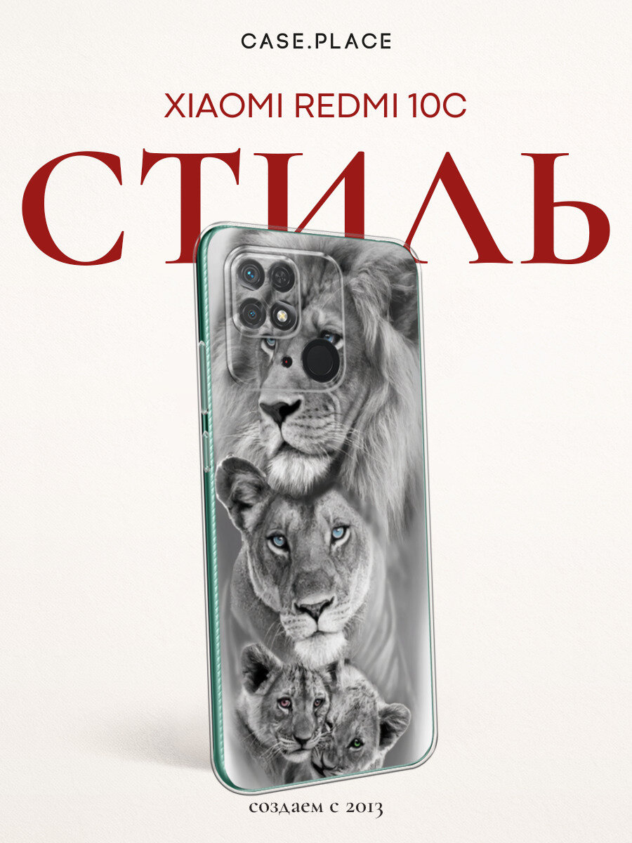 Чехол на Xiaomi Redmi 10C / Сяоми Редми 10С с принтом Львиная семья