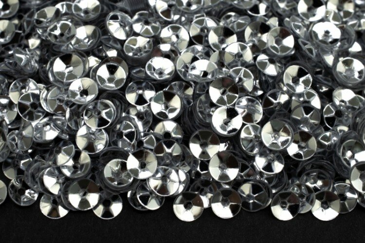 Пайетки объёмные 4мм, цвет серебро перламутр, пластик, 1022-175, 10 грамм