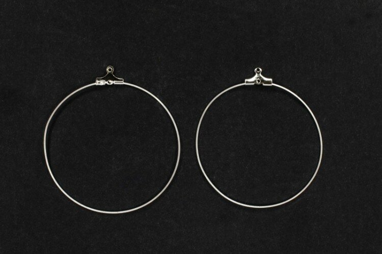 Основа для серег подвеска Кольцо 45х42х0,6мм, отверстие 1мм, цвет серебро, латунь, 21-277, 1 пара