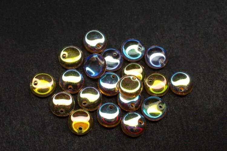 Бусины Lentils 6мм, отверстие 0,8мм, цвет 00030/98531 Crystal/Yellow Rainbow, 725-024, 20шт