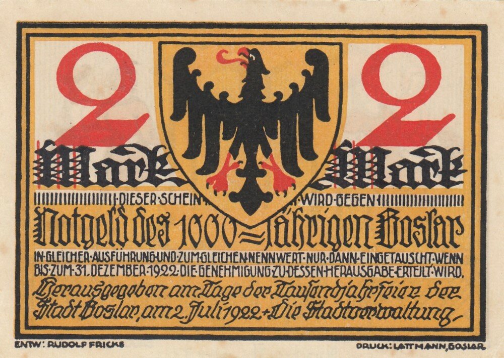 Германия (Веймарская Республика) Гослар 2 марки 1922 г. (№2)