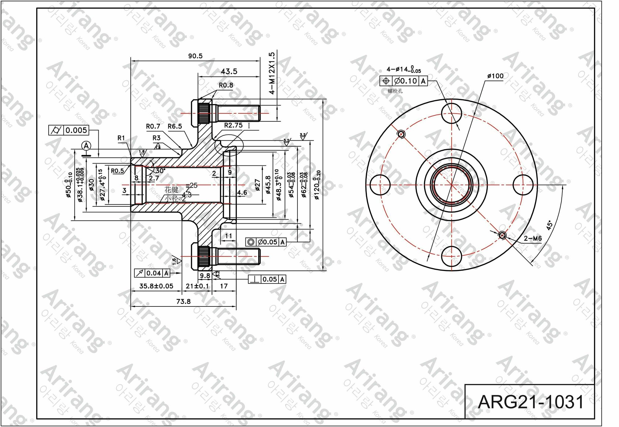 Ступица Arirang ARG211031, для Hyundai Getz, передняя