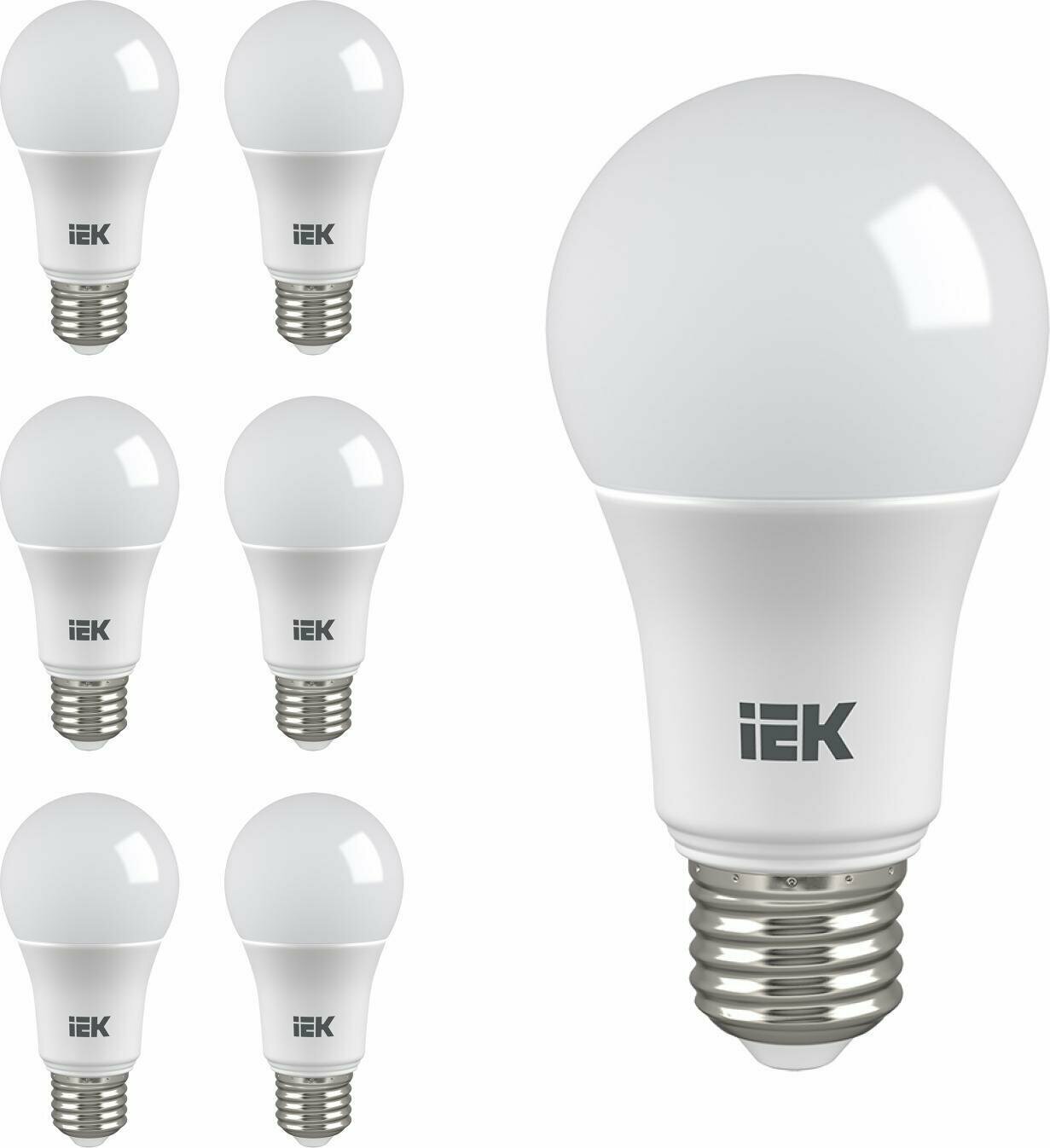 Светодиодная лампа IEK 20W эквивалент 150W 6500K 1800Лм E27 груша (комплект из 6 шт)