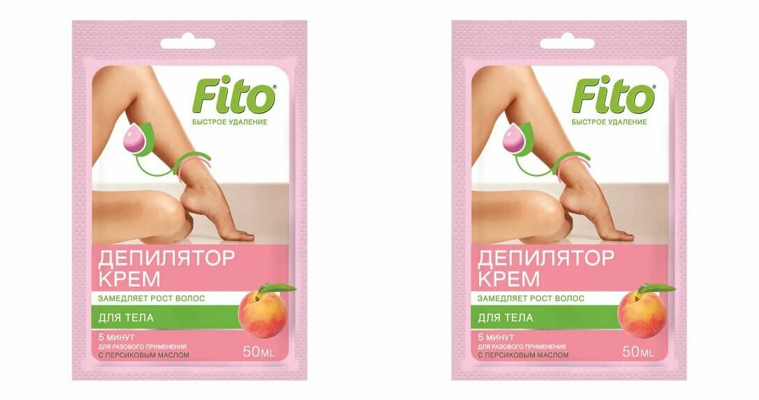 Fito Косметик Крем-депилятор с персиковым маслом 50 мл 2 шт/