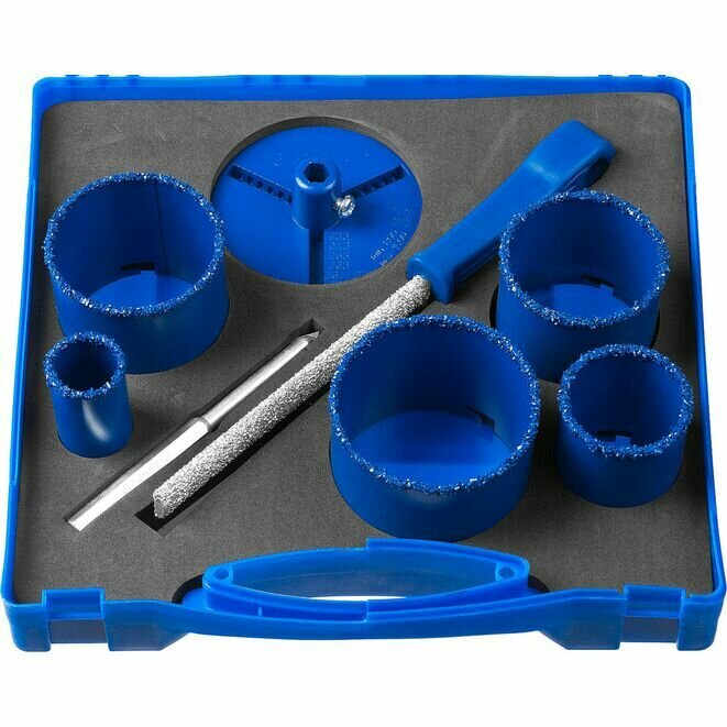 ЗУБР 8 шт, d 33, 53, 67, 73, 83 мм, карбид-вольфрамовое нанесение, набор кольцевых коронок, Профессионал (33350-H8)