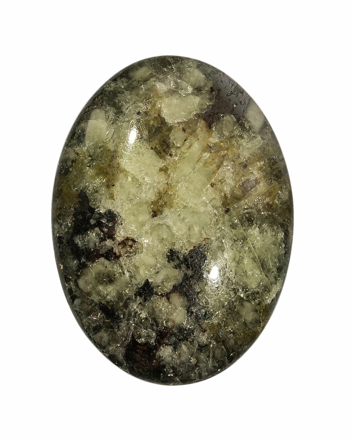 Кабошон апатит 42х30х7 мм. (Россия, Хибины)