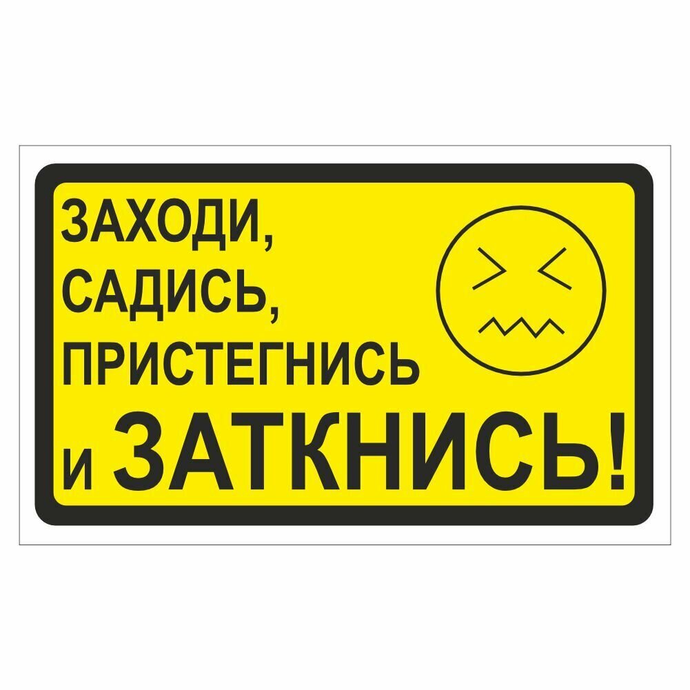 Наклейка "Заходи, садись, пристегнись и заткнись", 175х100мм, Арт рэйсинг