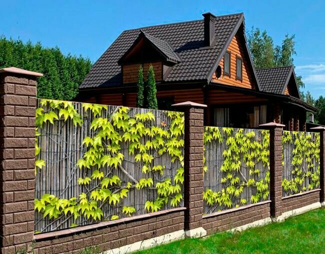 Фотосетка для забора и фасада 3 х 2 м с люверсами / Плющ