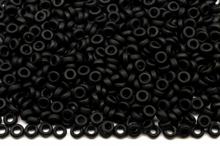 Бисер MIYUKI Spacer 2,2х1 мм #0401F черный, матовый непрозрачный, 5 грамм