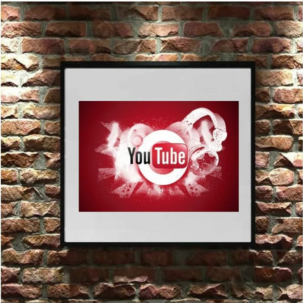 Постер "Надпись YouTube на красном фоне" от Cool Eshe из коллекции "Креатив", плакат на стену А4