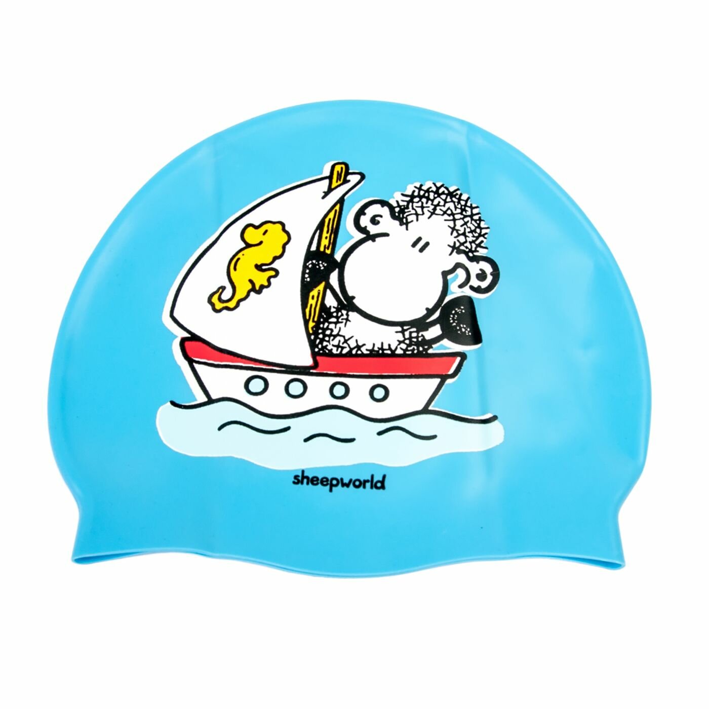 Шапочка для плавания силиконовая детская Fashy Sheepworld, голубая