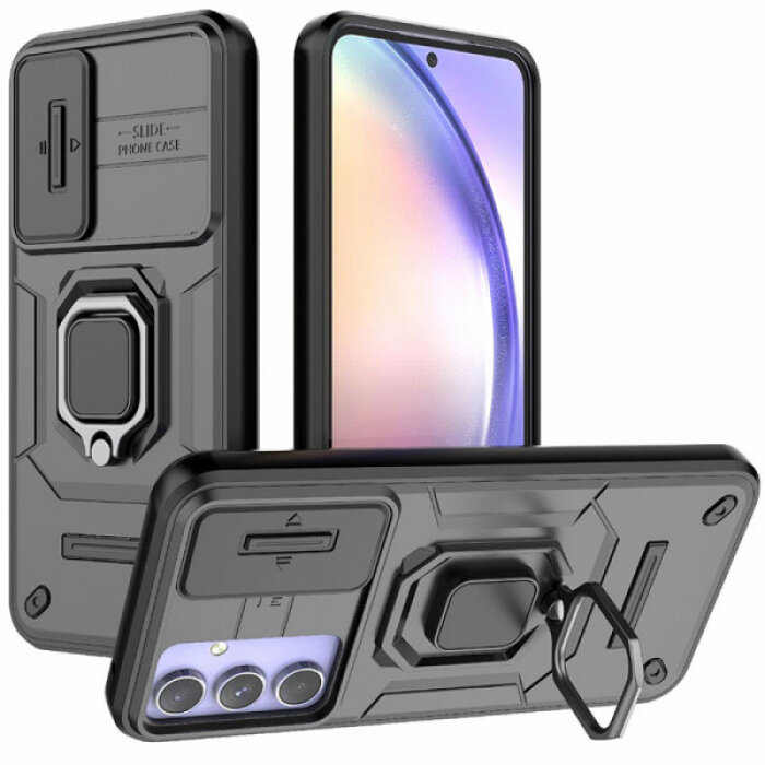 Transformer Ring Holder Противоударный чехол с кольцом и шторкой камеры для Samsung Galaxy A54