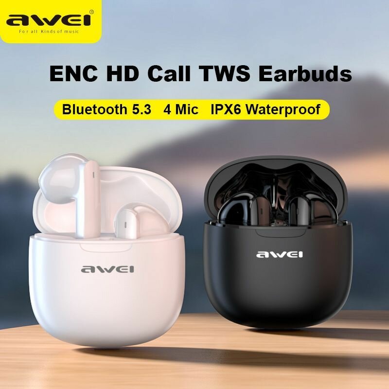 Беспроводные наушники Awei T68 , Bluetooth 5.3 , белые