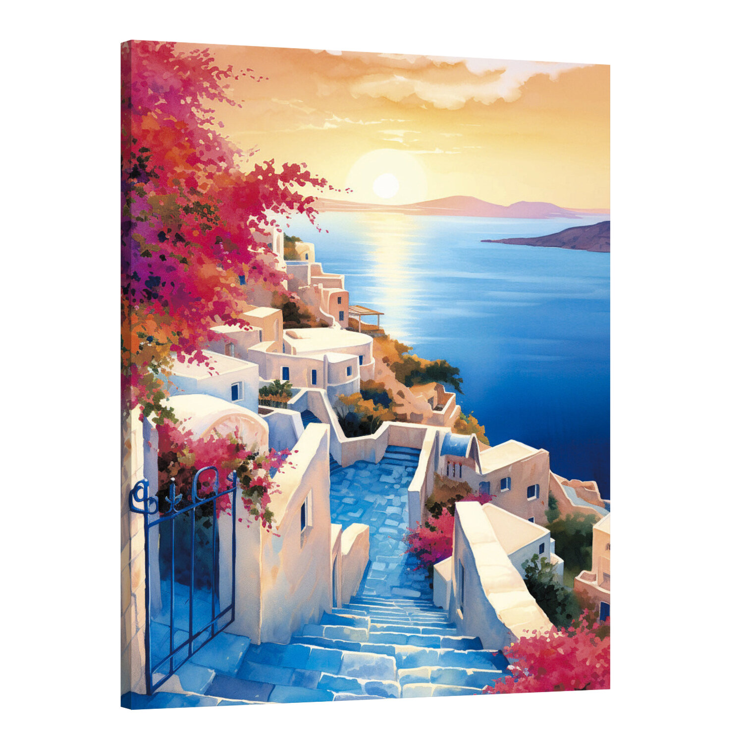 Интерьерная картина 50х70 "Греция: магия солнечных закатов"