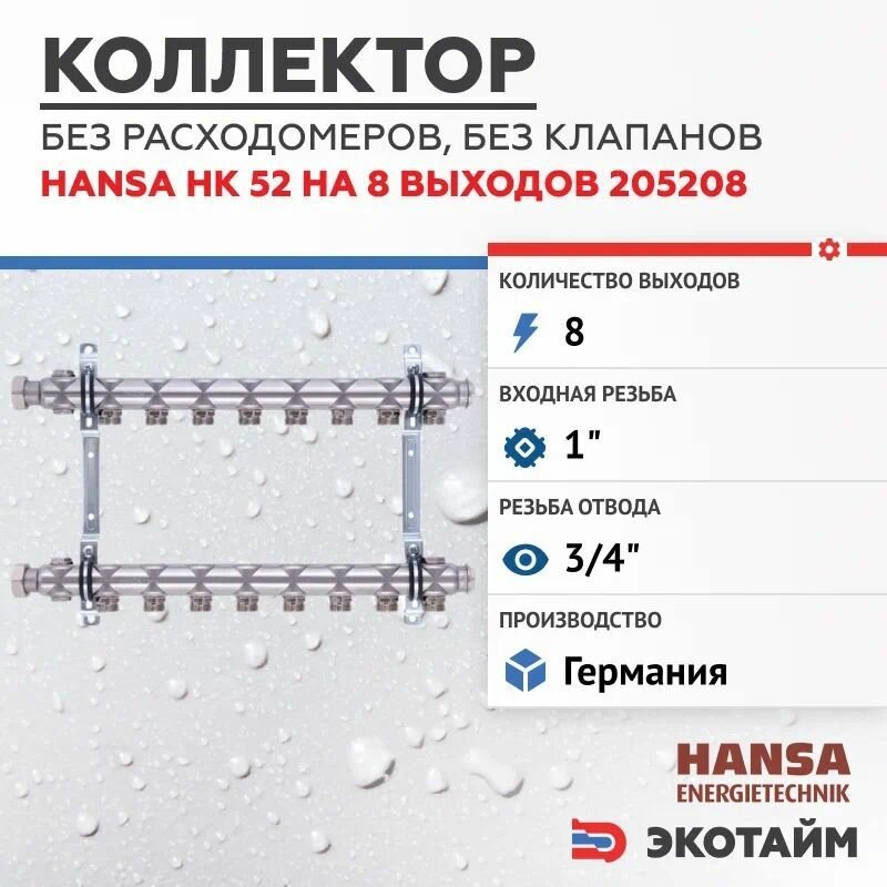 Коллекторная группа Hansa HК 52 на 8 контуров (205208)
