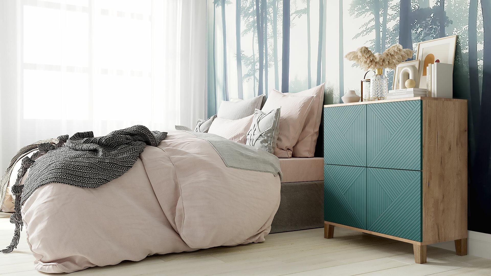 Комод Йорк 5 push to open, Комод для одежды и вещей с полками Йорк 5 80х40х90