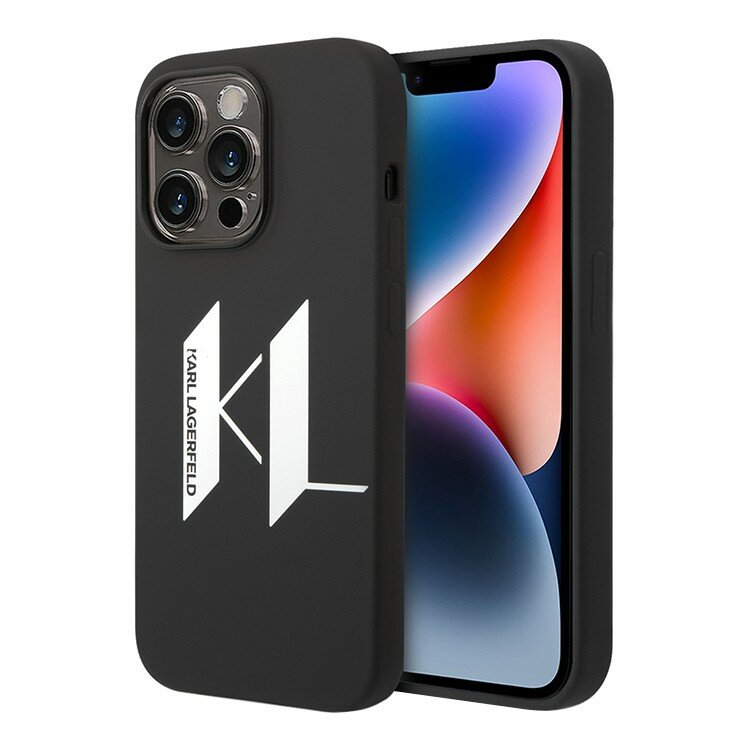 Karl Lagerfeld силиконовый чехол для iPhone 14 Pro Max, Liquid silicone Big KL logo черный