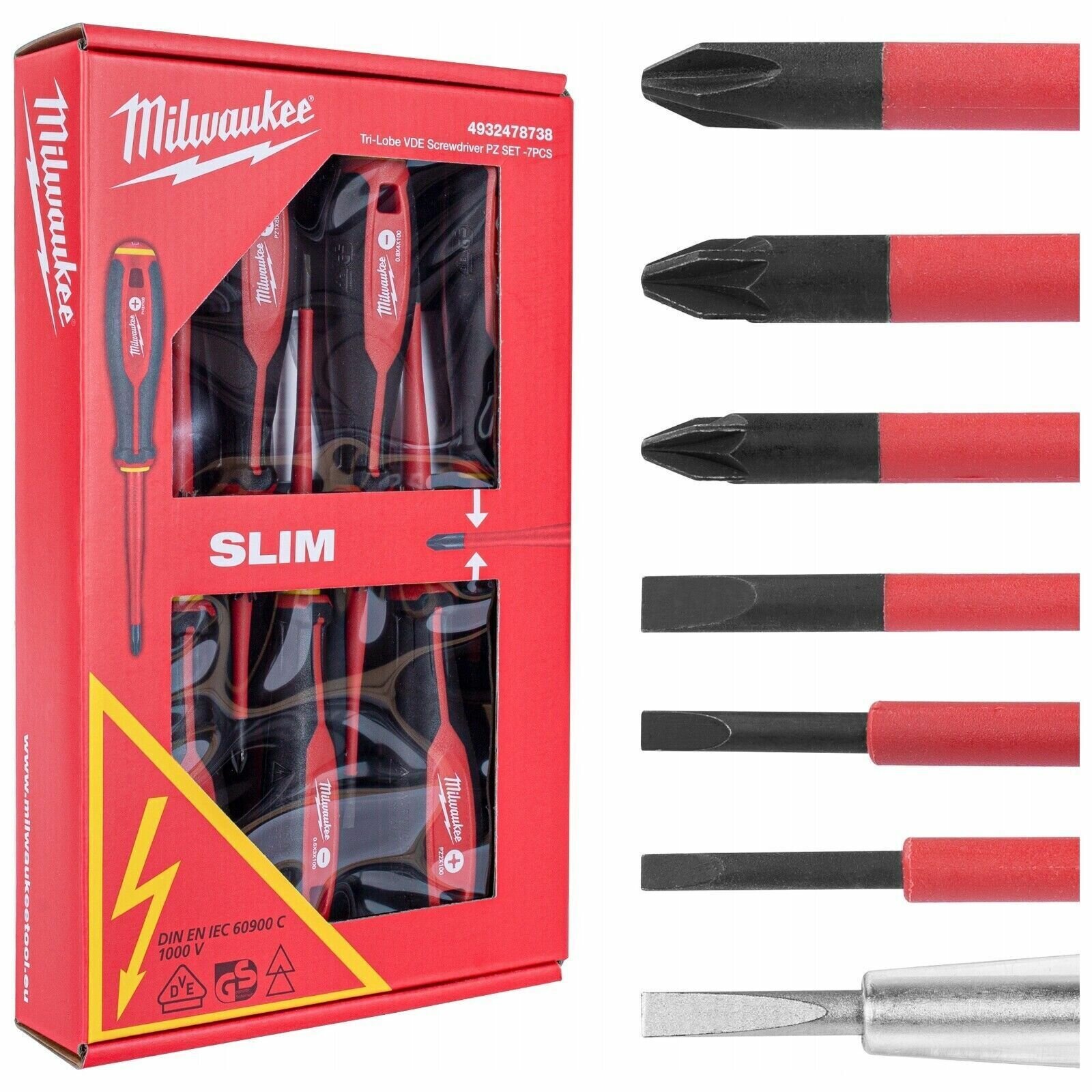 Набор трехгранных отверток VDE SL/PZ/PH + тестер напряжения - 7 ед. Milwaukee