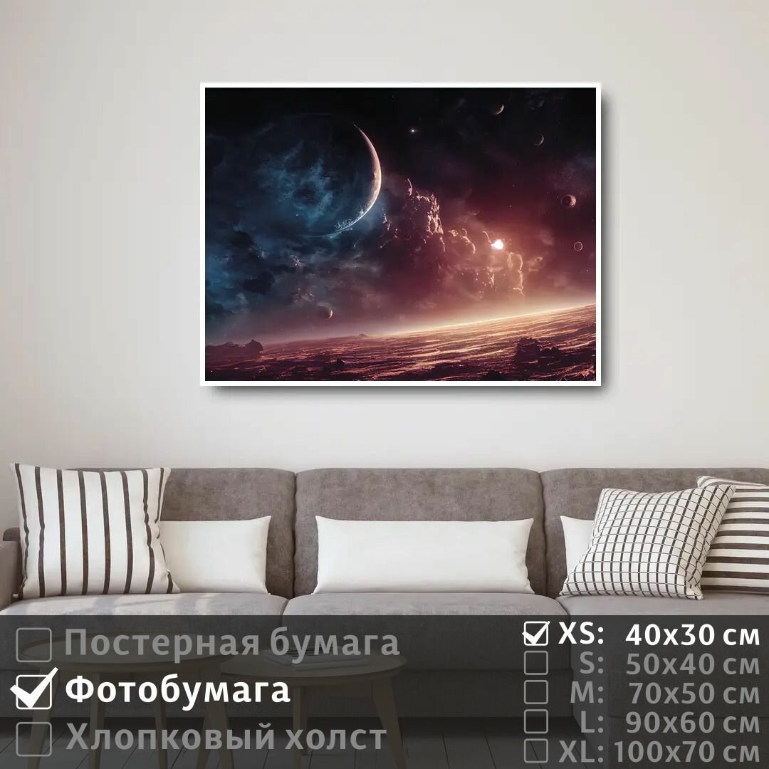 Постер на фотобумаге Планеты В Космическом Пространстве 40х30 см ПолиЦентр