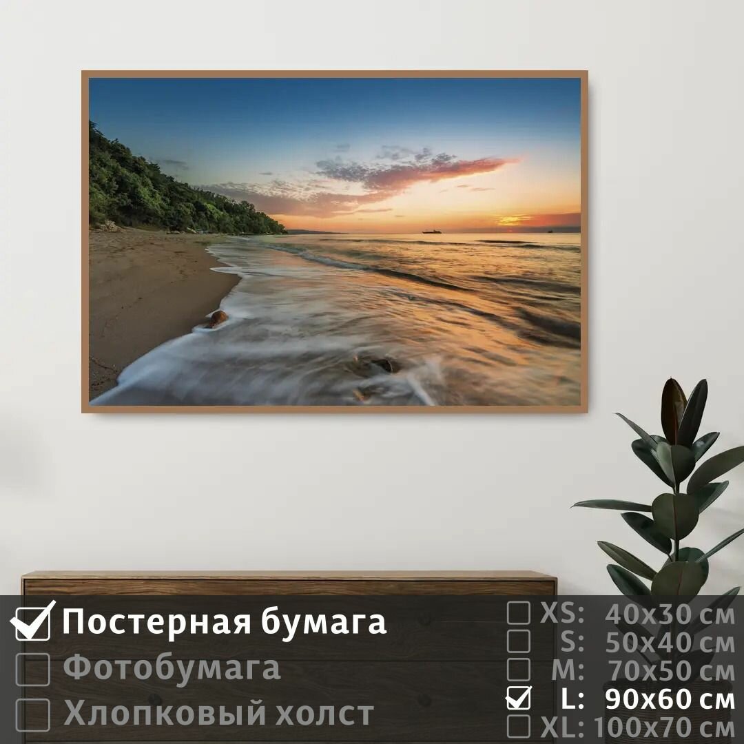 Постер на стену Облака И Закат На Берегу Моря 90х60 см ПолиЦентр